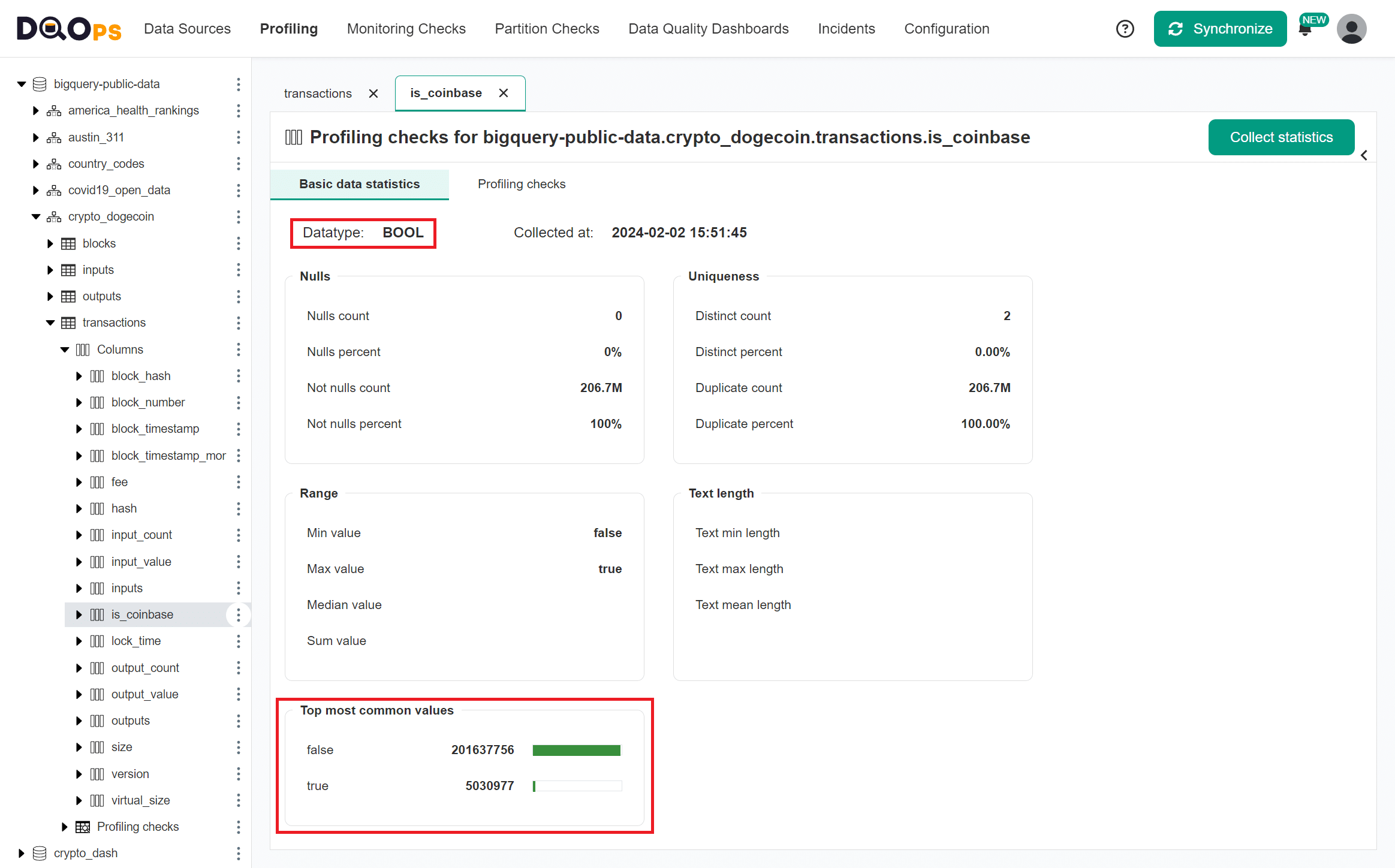 How to measure the percentage of true and false values
