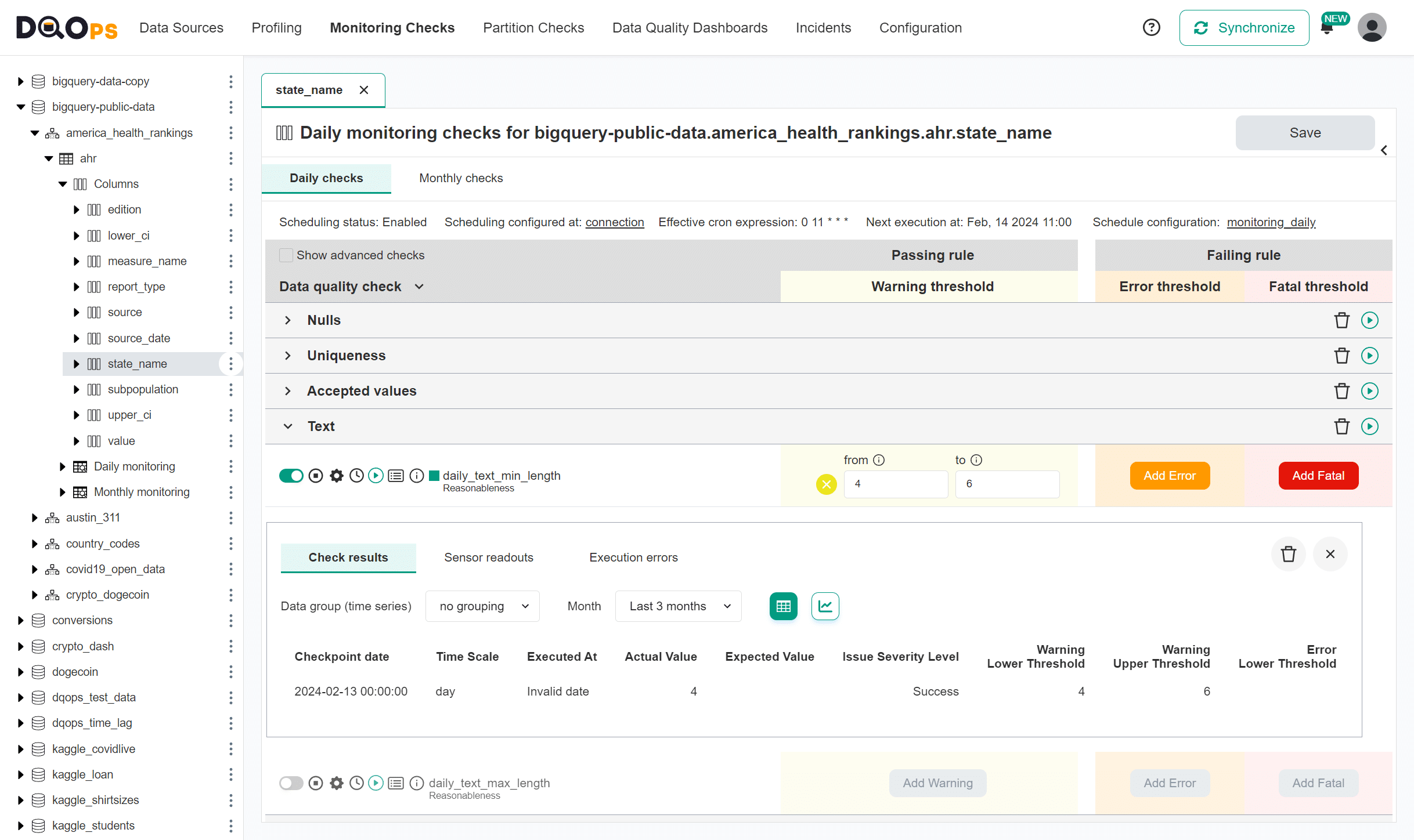 Text statistics - DQOps Data Quality Operations Center Documentation