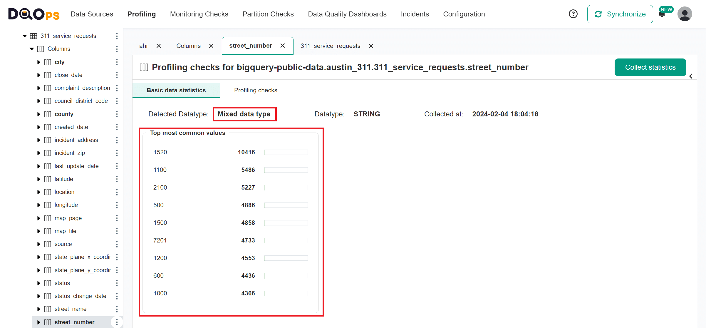 How to detect data type changes in text columns