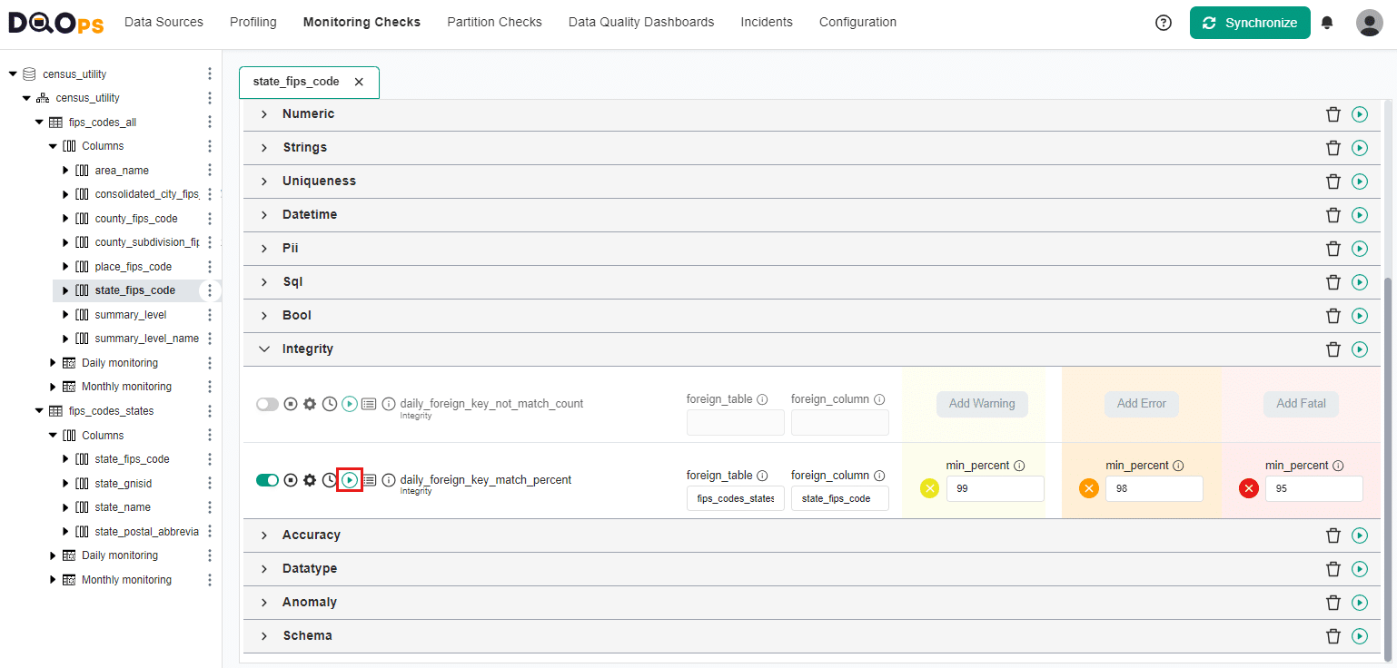 How to verify integrity between columns in different tables by a value ...