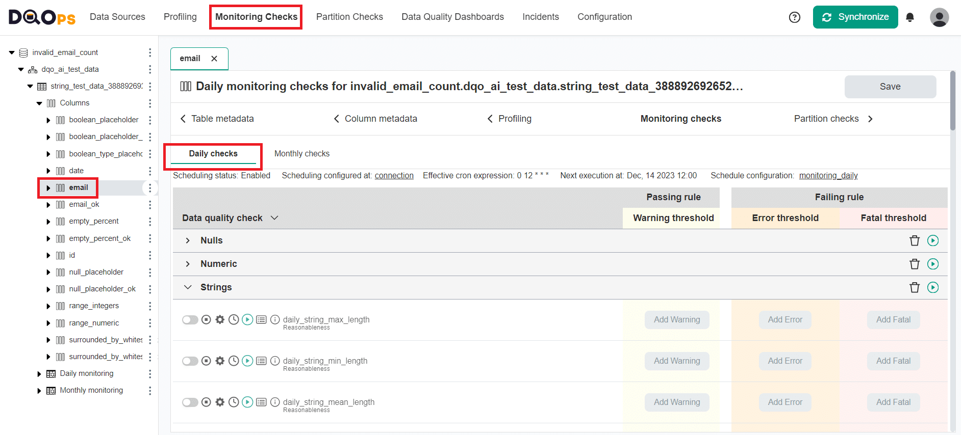 How to detect invalid emails using a data quality check