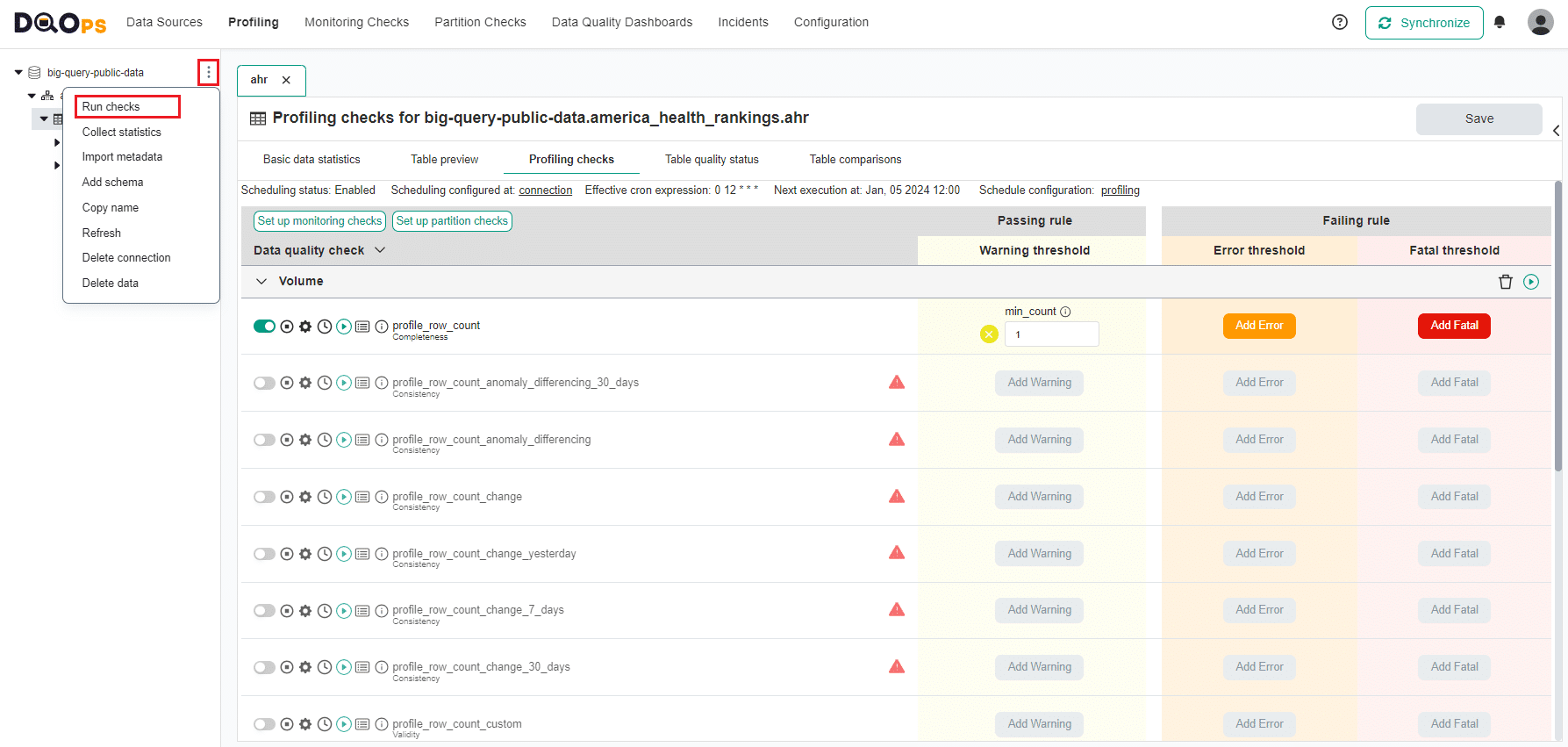 Daily monitoring of data quality - DQOps Data Quality Operations Center Documentation
