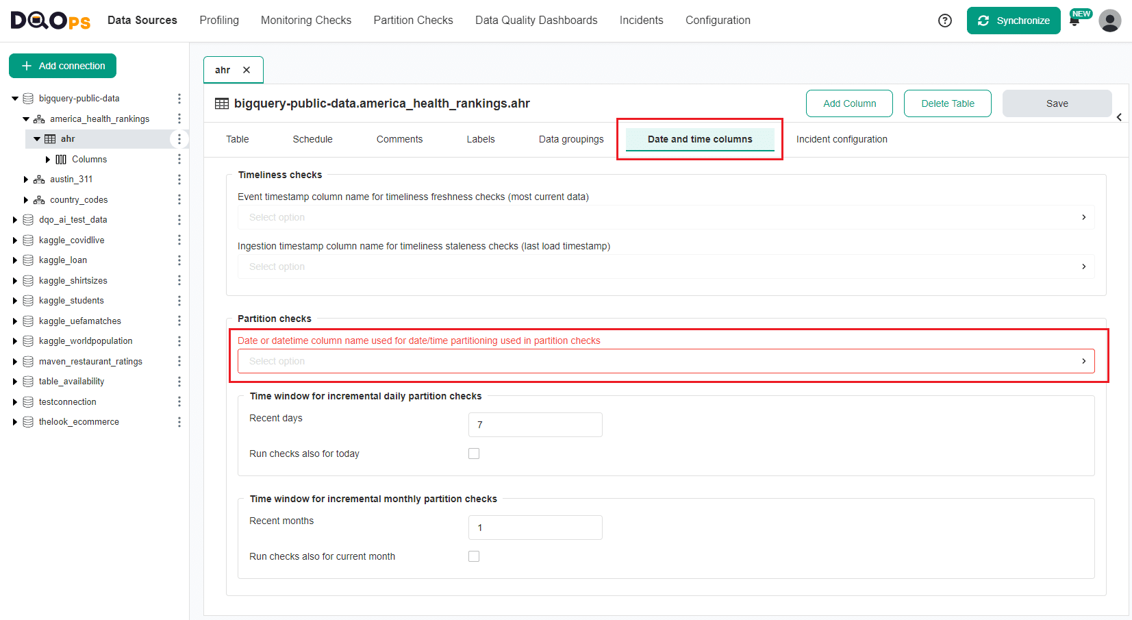 Partitioned data quality checks