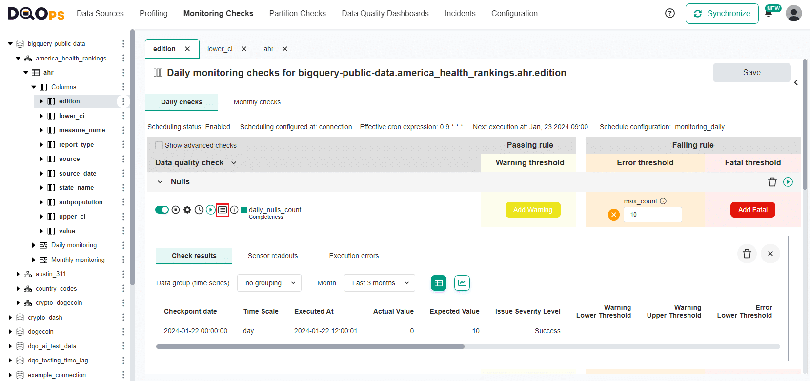 Running data quality checks