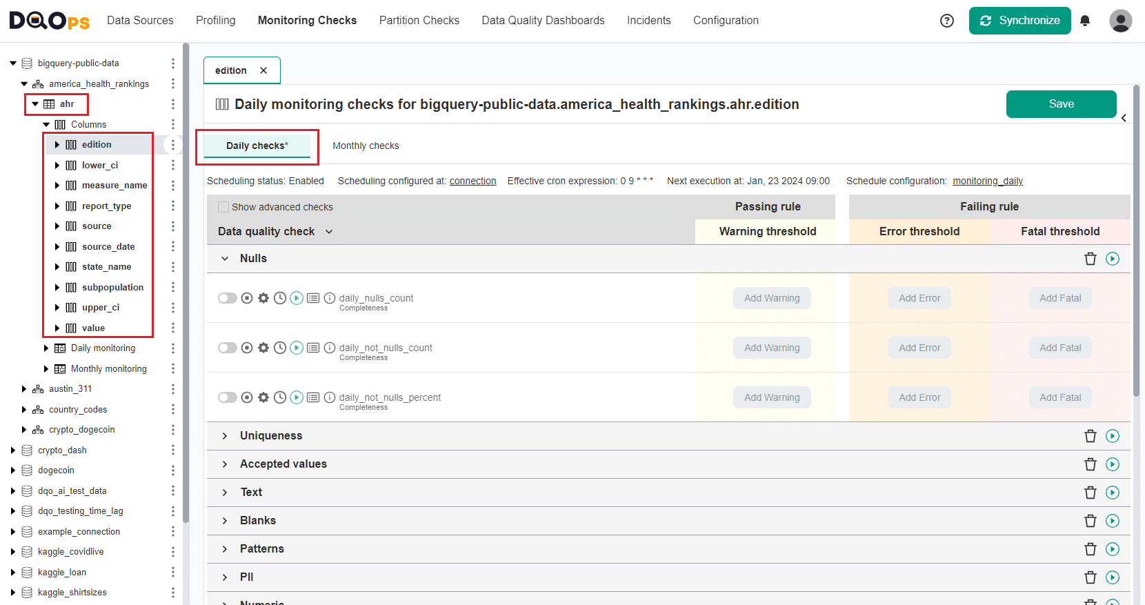 Running data quality checks