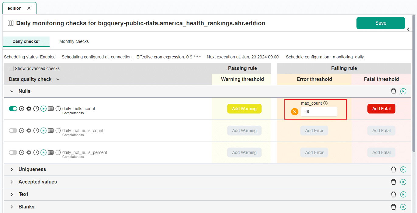 Running data quality checks